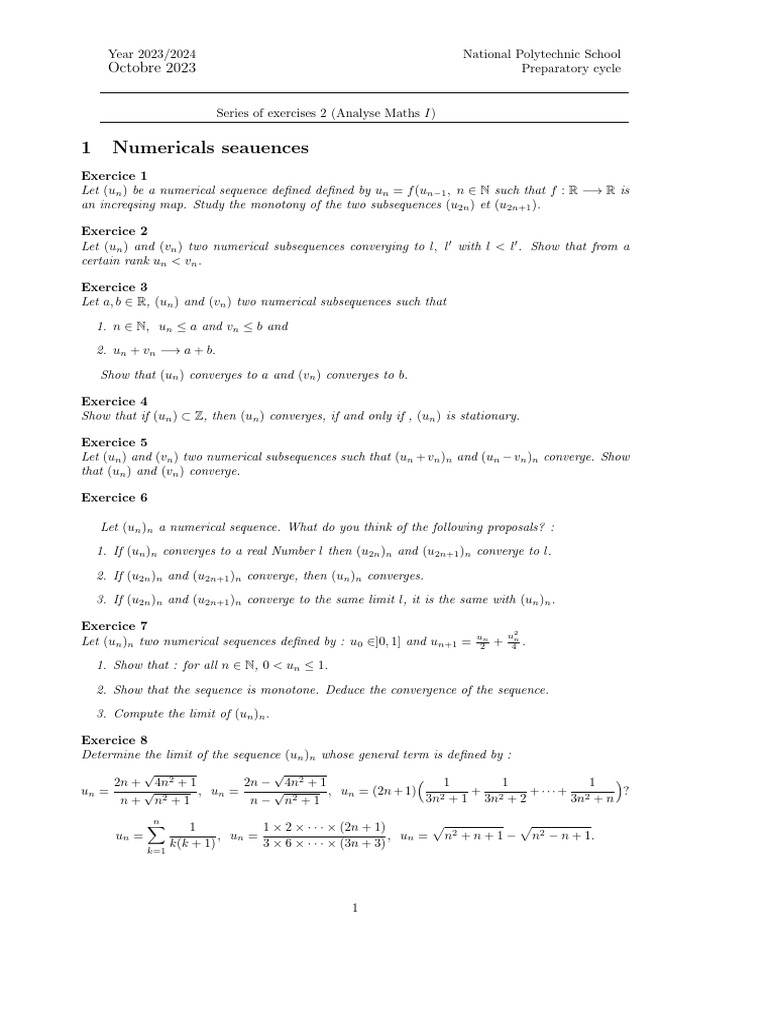 Serie2 Suite | PDF | Mathematics | Mathematical Analysis
