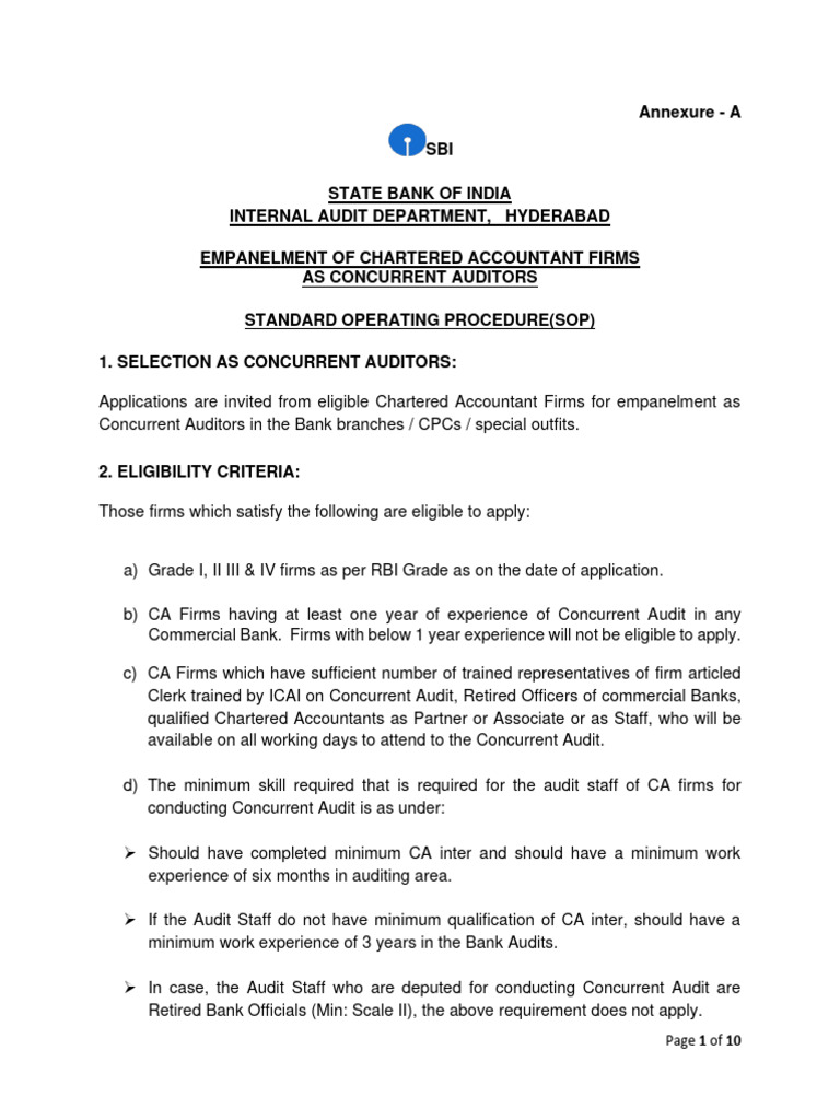 SBI Concurrent Auditor Empanelment 2025-26 | PDF | Audit | Business