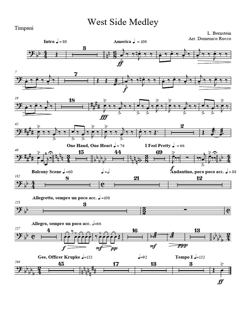 West Side Medley - Timpani | Download Free PDF | Musical Notation ...