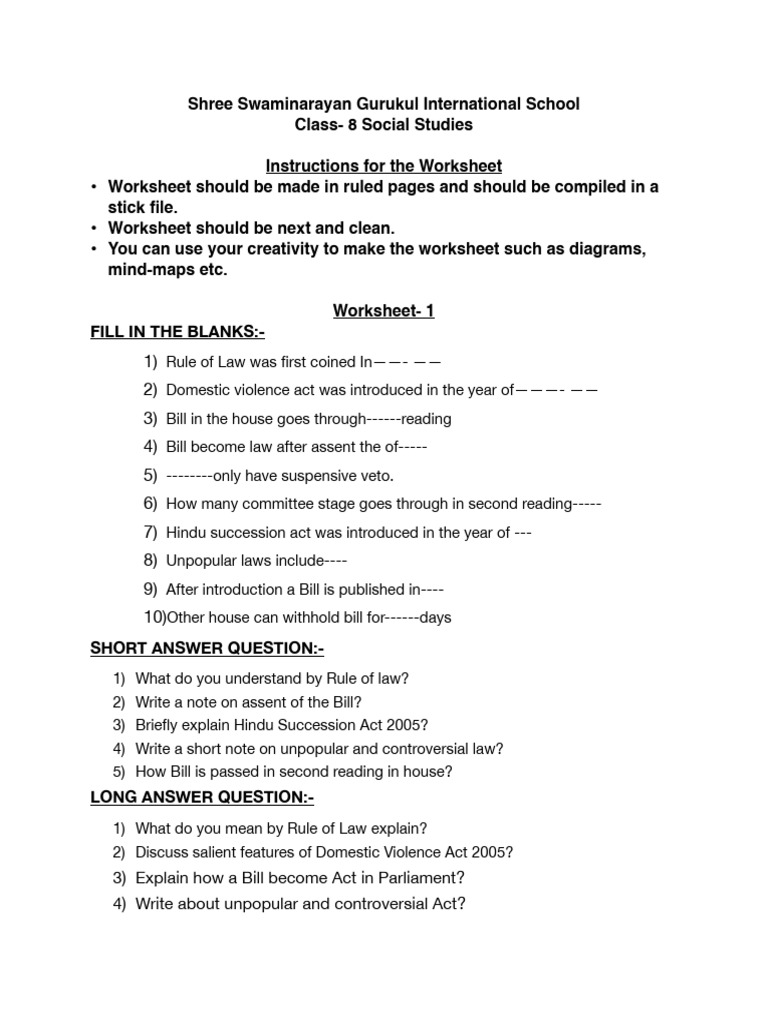 Class 8 Worksheet PDF | PDF | Judiciaries | Justice