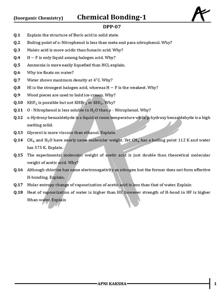 DPP - 07 - Chemical Bonding-1 | PDF