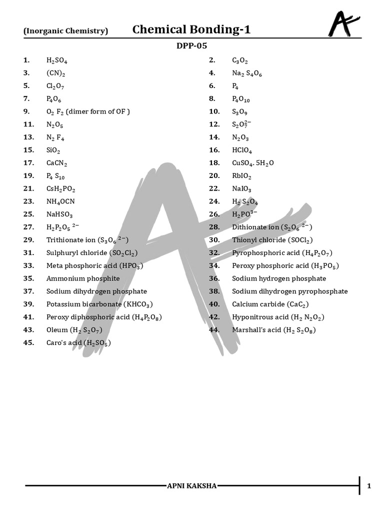 DPP - 05 - Chemical Bonding-1 | PDF | Phosphate | Acid