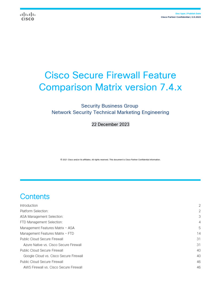 Cisco Secure Firewall Feature Matrix 7.4.x | PDF | Virtual Private ...