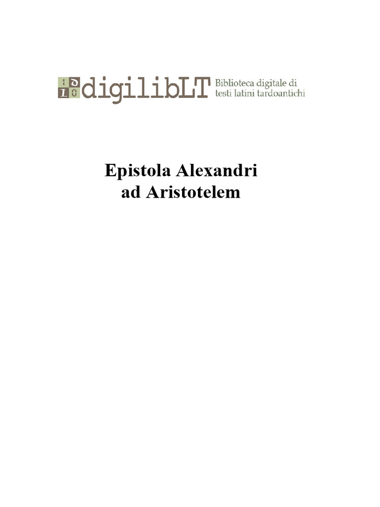 Epistola Alexandri Ad Aristotelem | PDF