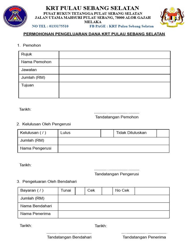 Borang Pengeluaran Duit KRT | PDF