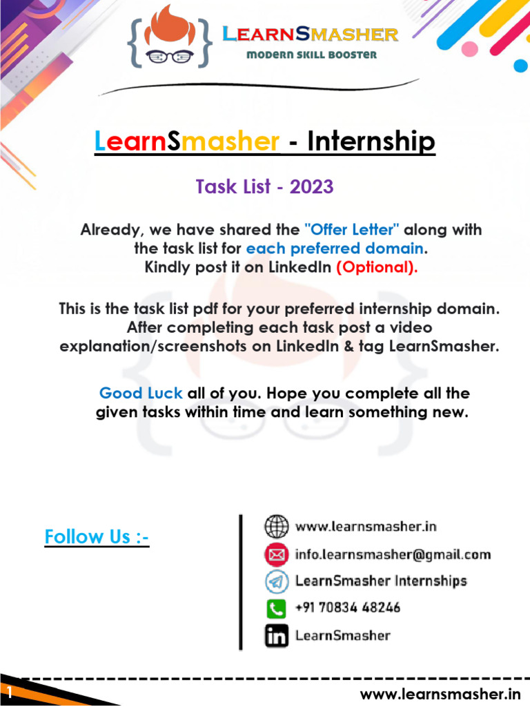 Java Programming Task List | PDF | Linked In | Internship Java Programming Task List | PDF | Linked In | Internship
