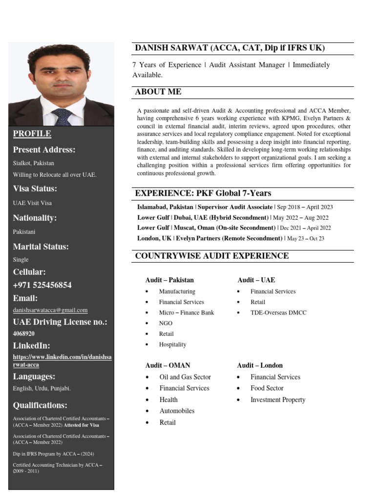 CV Danish Dubai New Format | PDF | Audit | Accounting