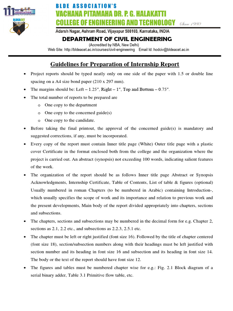 Guidelines For Preparation of Internship Report | PDF | Publishing | Written Communication