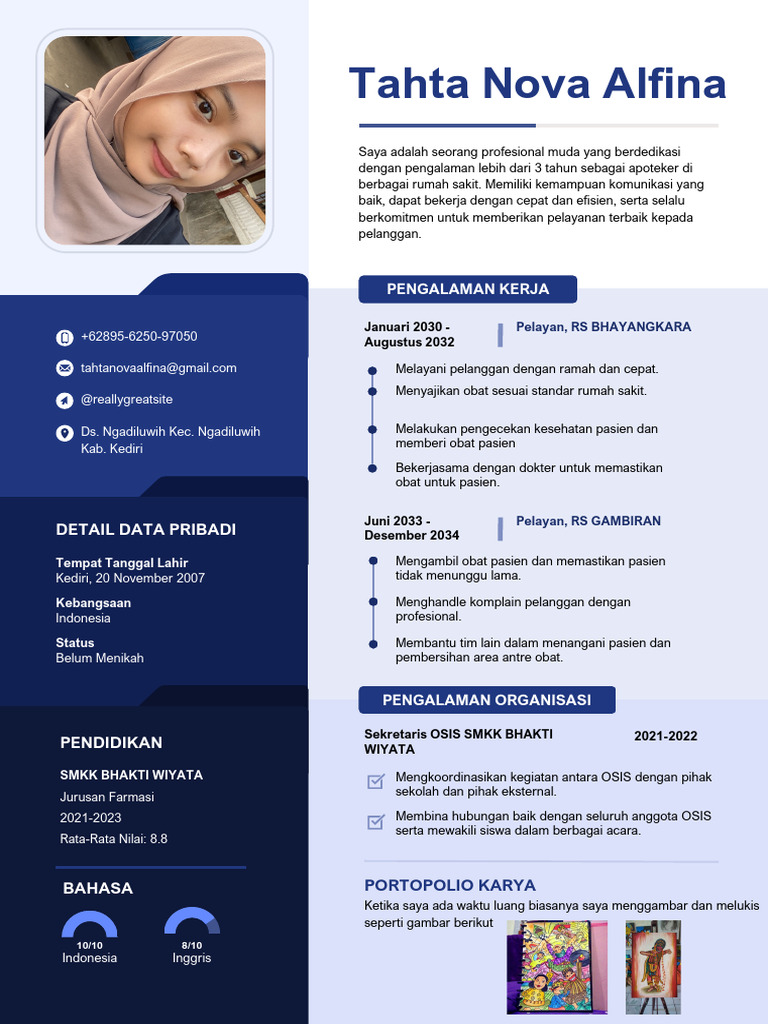 Biru Modern Dan Formal Resume CV Karyawan | PDF