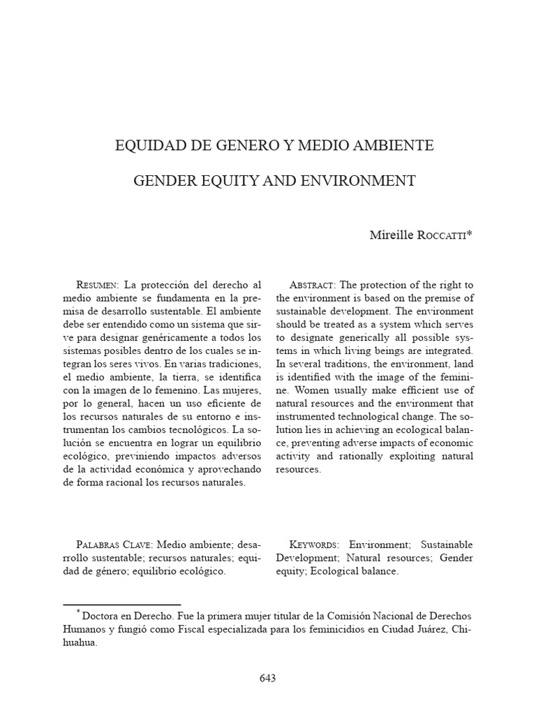 Equidad de Genero y Ambiente M Roccatti | PDF | Derechos humanos | Violencia