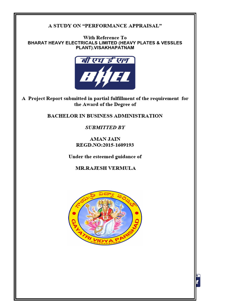 Performance Appraisal at BHEL | PDF | Performance Appraisal | Employment