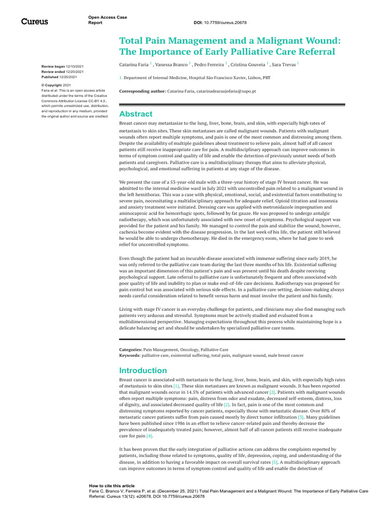 Total Pain Management and A Malignant Wound The Im | PDF | Palliative ...