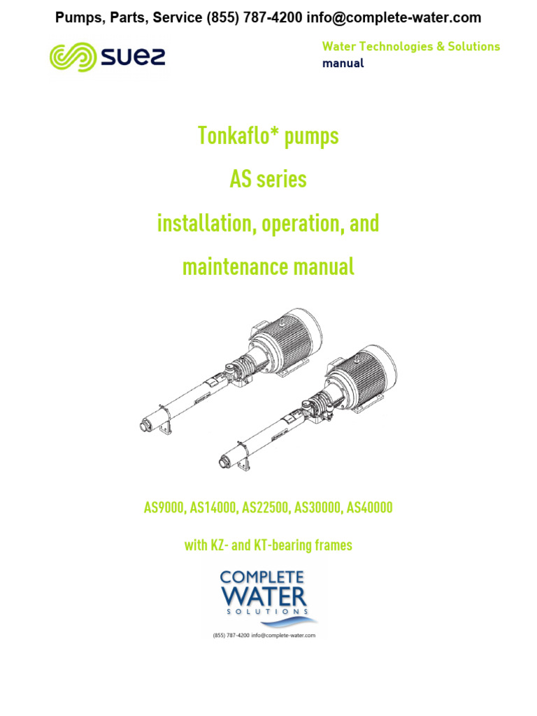 Tonkaflo Pump AS Series Manual AS9000 AS14000 AS22500 AS30000 AS40000 ...