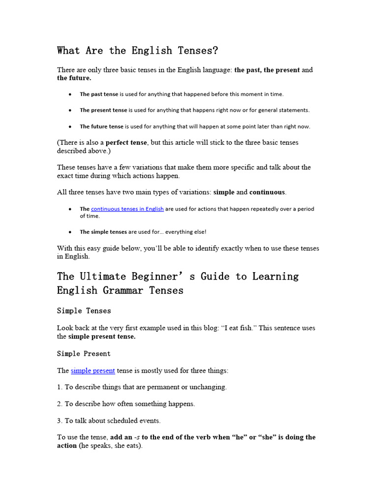 Understanding English Tenses Explained | PDF | Grammatical Tense | Verb