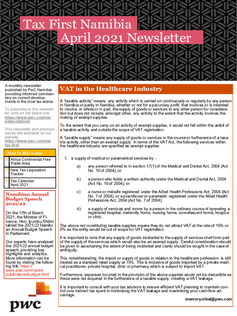 Tax First Newsletter April 2021 | Download Free PDF | Value Added Tax ...