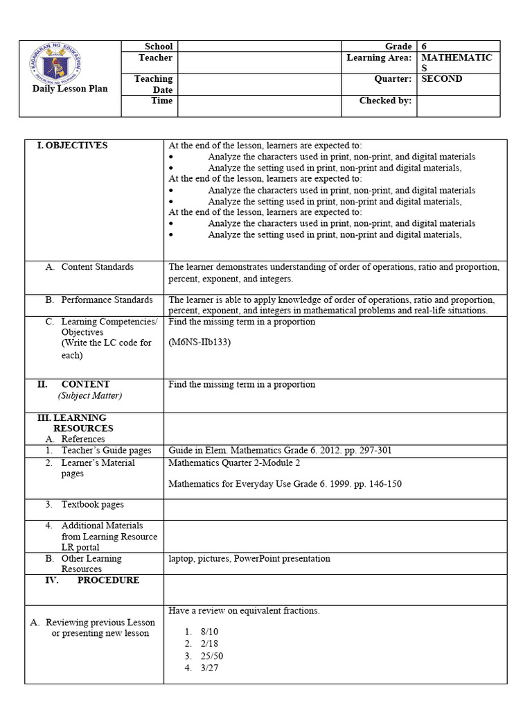 Find The Missing Term in A Proportion | PDF | Learning | Differentiated Instruction