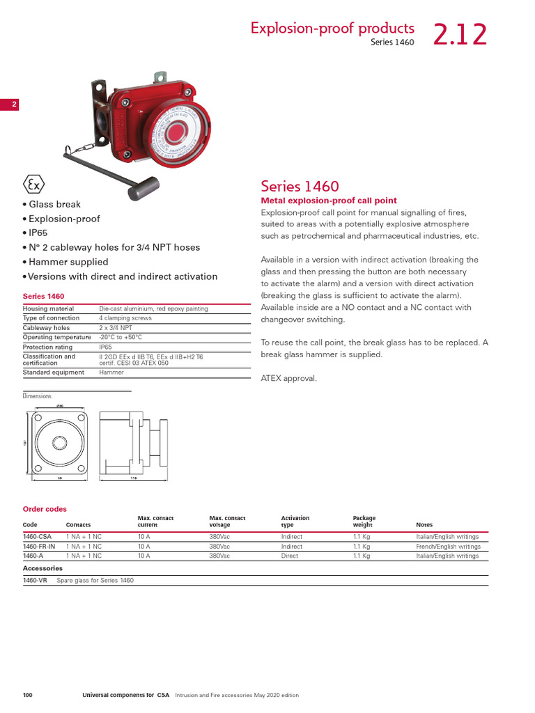 Eaton Fire Devices Series 1460 Callpoint Atex Datasheet en | PDF ...