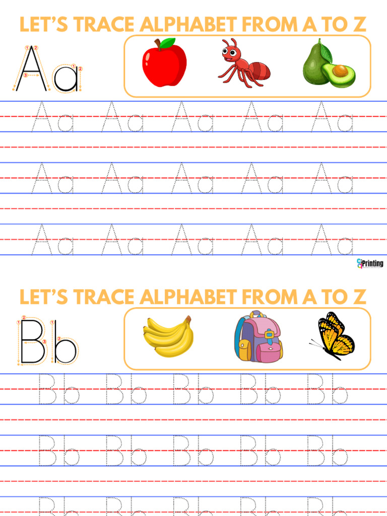Let's Trace Alphabet From A To Z | PDF