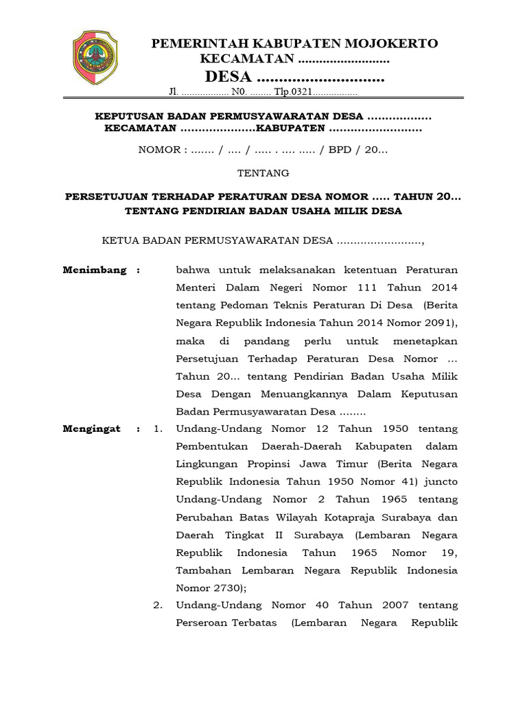 Dokumen Persetujuan BPD | PDF