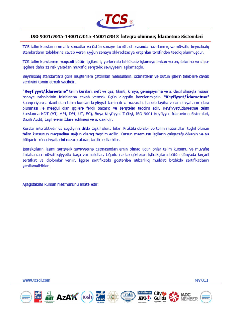az-ISO 9001-14001-45001 Integrated Management Systems | PDF