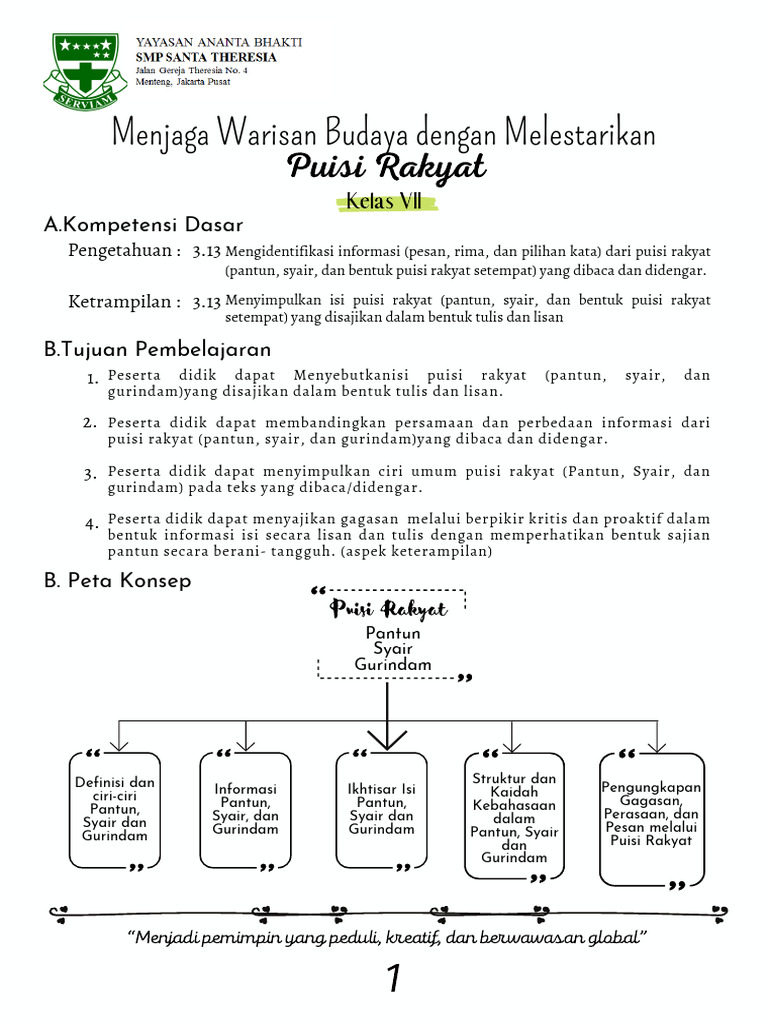 Modul Puisi Rakyat 1 | PDF