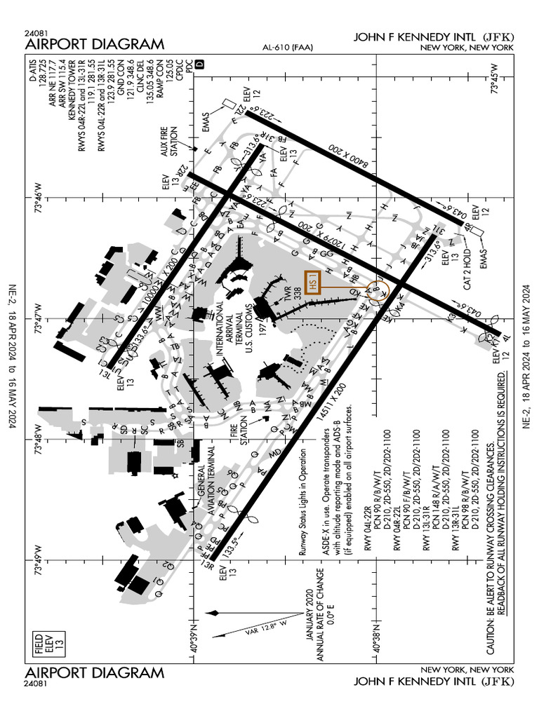 Airport Diagram: John F Kennedy Intl (JFK) | PDF | Aircraft | Air ...