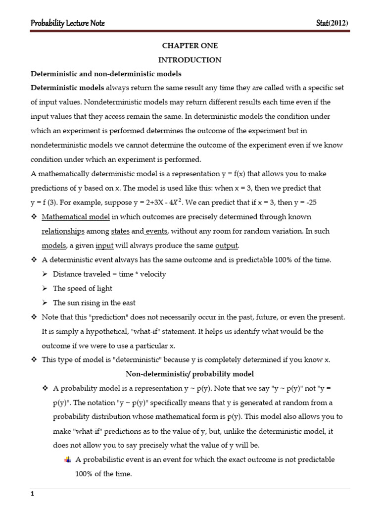 Probability Theory Lecture Note | PDF | Probability Distribution | Random Variable