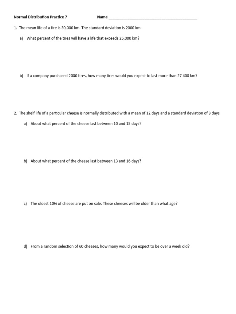 Normal Distribution Practice Problems | PDF | Intelligence Quotient ...