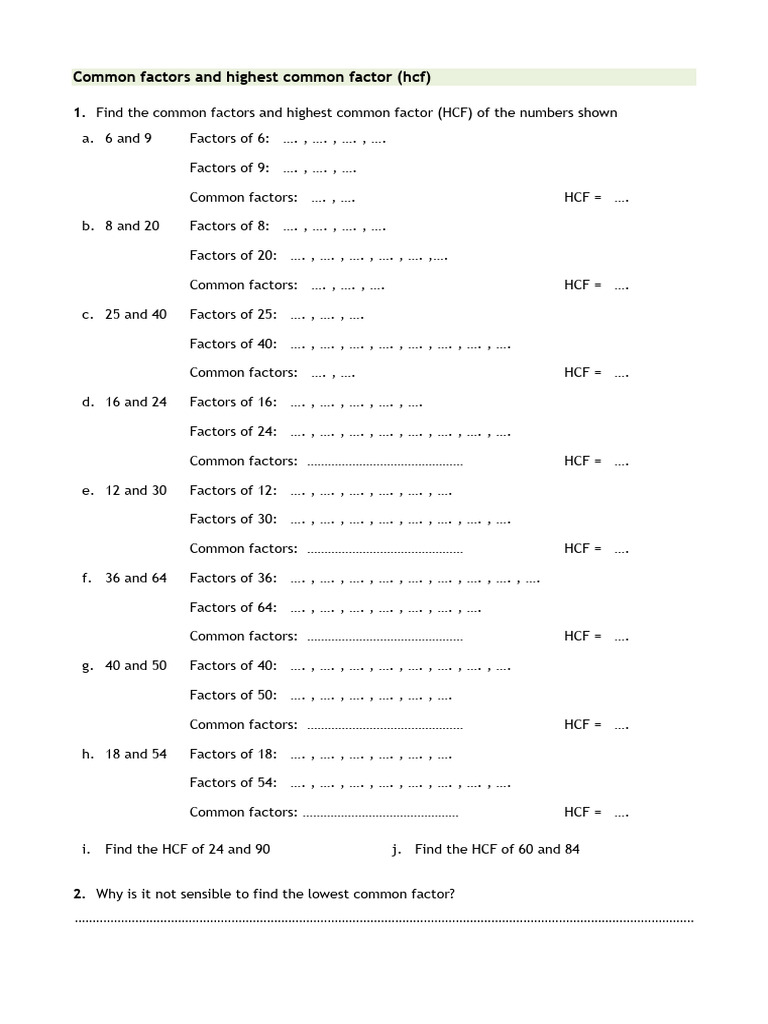 Tues Gold and Mastery HCF and LCM Worksheet.224087434 | PDF ...