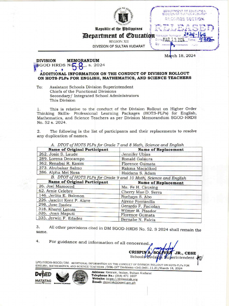 Dm Sgod Hrds No 58 S 2024 Pdf