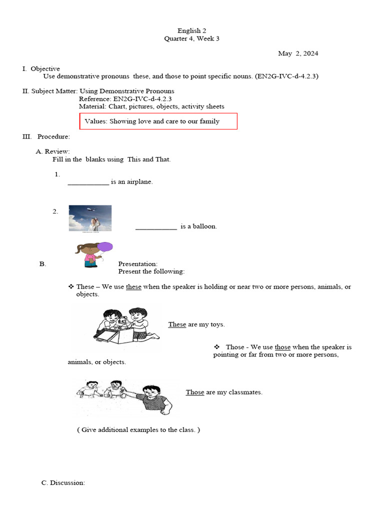 English2 Q4WK5 D3 | PDF | Pronoun | Plural