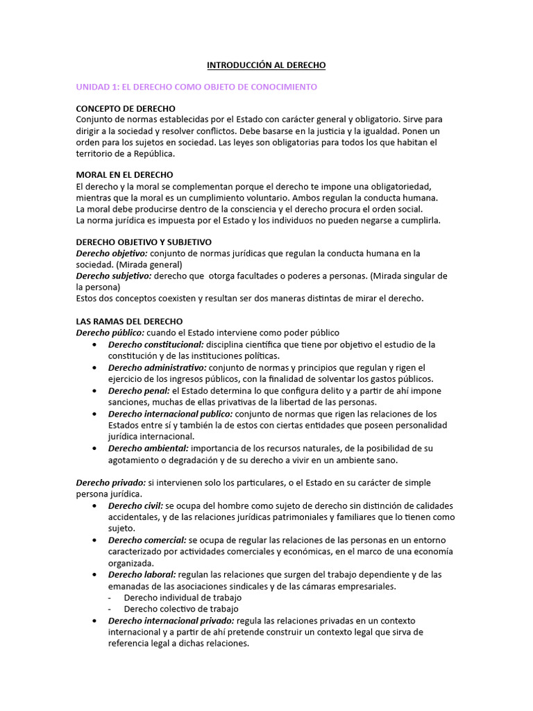Resumen Intro Al Derecho | PDF | Habeas corpus | Constitución