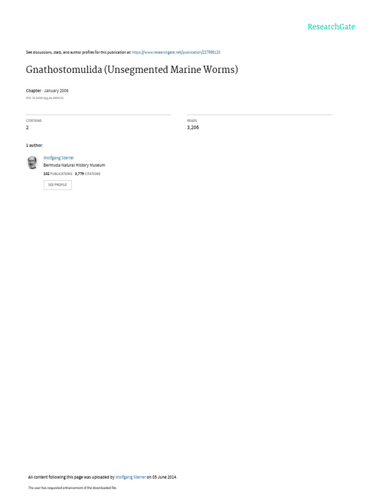 Gnathostomulida Unsegmented Marine Worms | PDF | Zoology | Biology