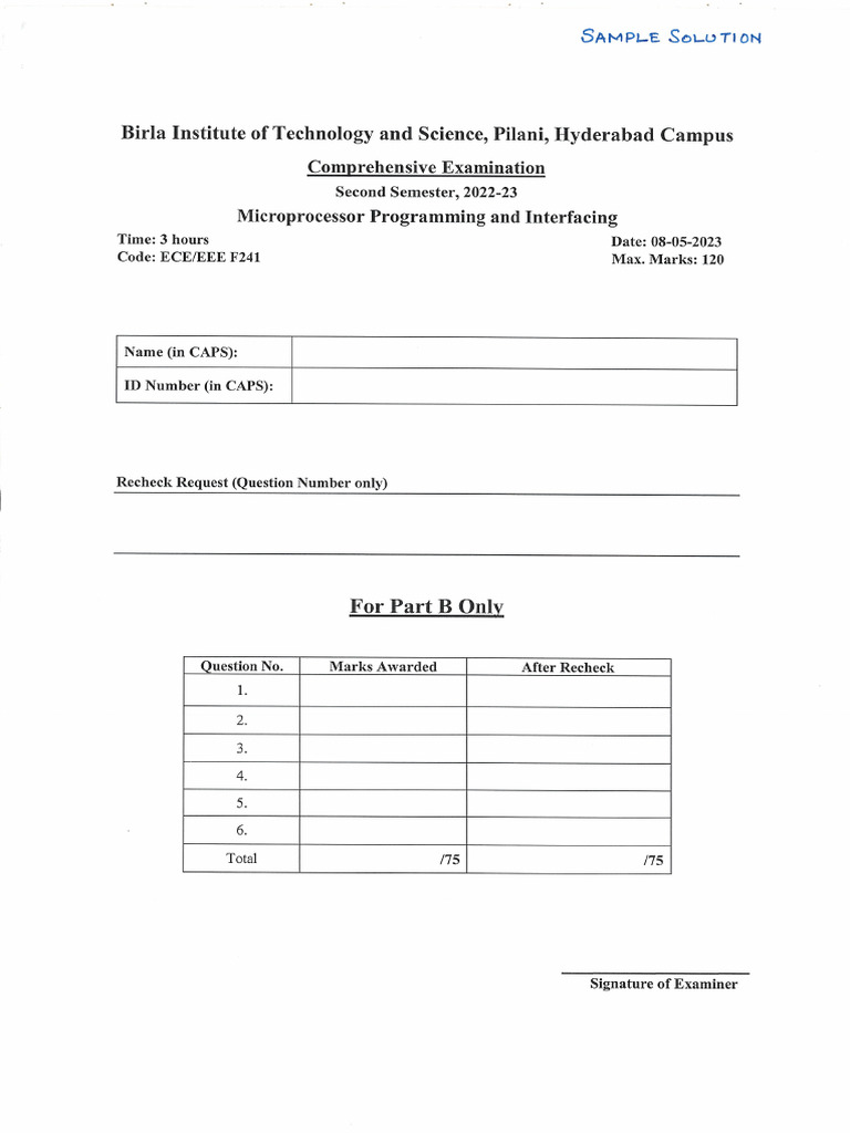 MPI Compre Solution Key 2022 | PDF