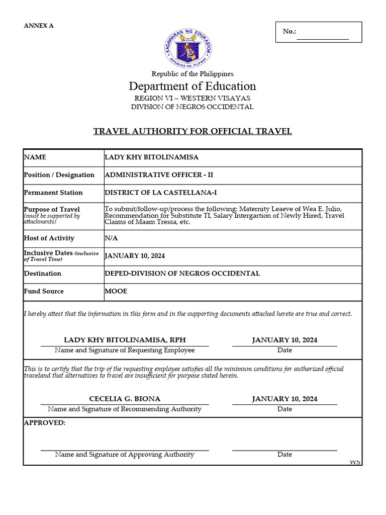 2023 TRAVEL ORDER and LOCATOR SLIP Blank Forms | Download Free PDF ...