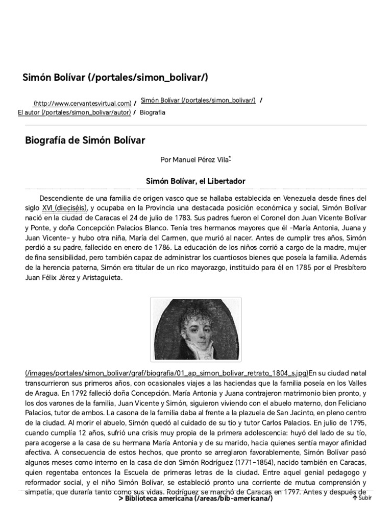 Biografía de Simón Bolívar - Simón Bolívar | PDF