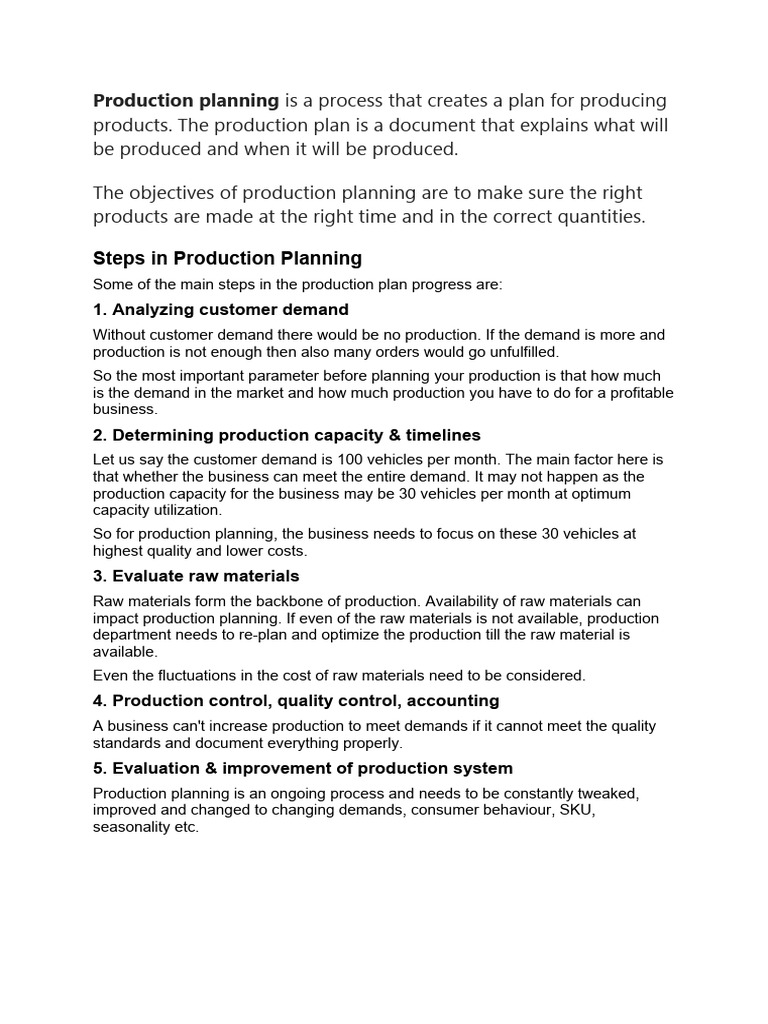 Essential Steps in Production Planning | PDF | Inventory | Economies