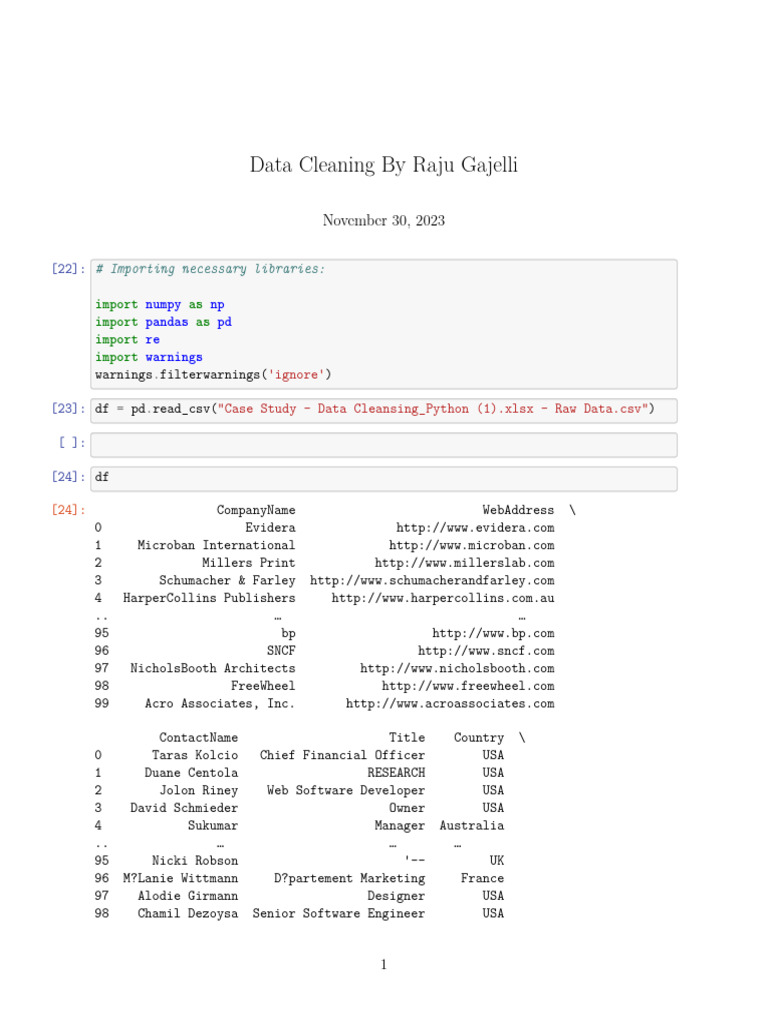 Data Cleaning With Python by Raju Gajelli | PDF | Computer Programming | Software Engineering