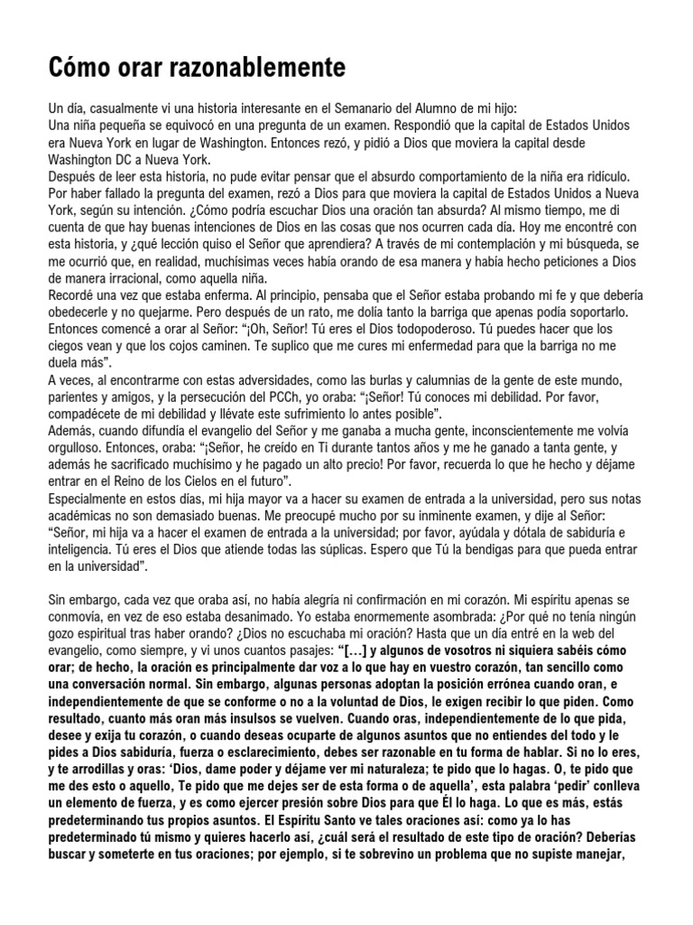 Cómo Orar Razonablemente | PDF | Oración | Dios