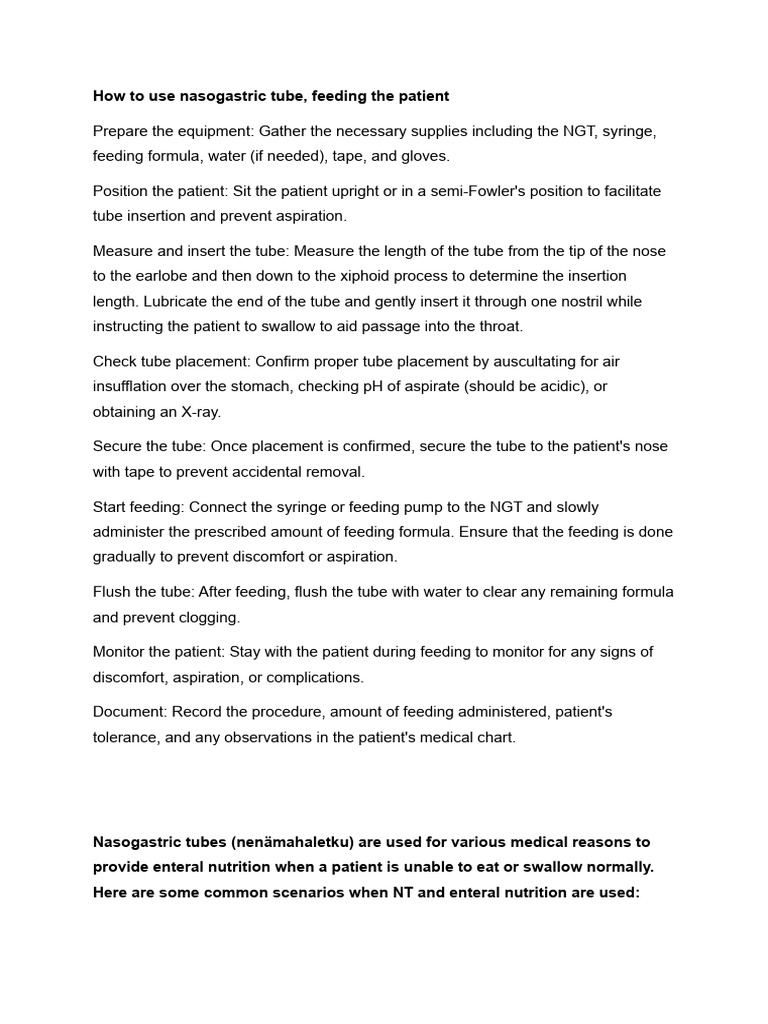 How To Use Nasogastric Tube | PDF | Clinical Medicine | Medical Specialties