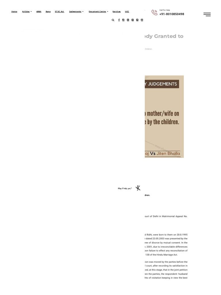 Judgment - Child Custody - Child Custody Granted to Father | PDF ...