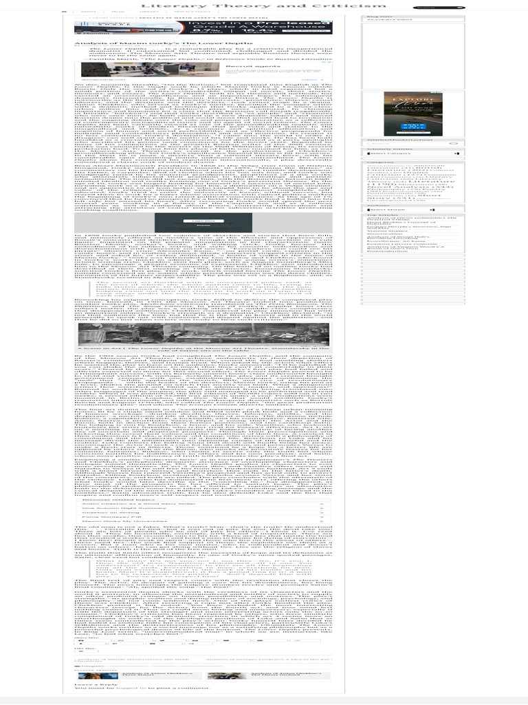 Analysis of Maxim Gorky's The Lower Depths - Literary Theory and ...