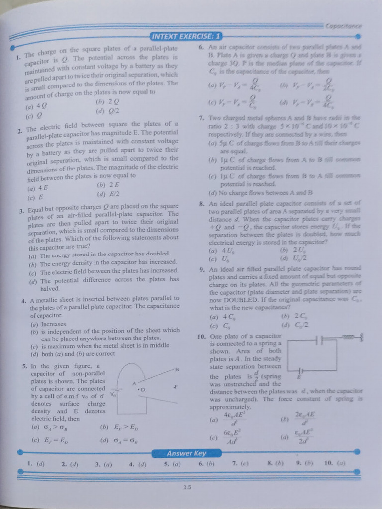 Capacitors Intext Ex - 1,2 | PDF | Capacitor | Capacitance