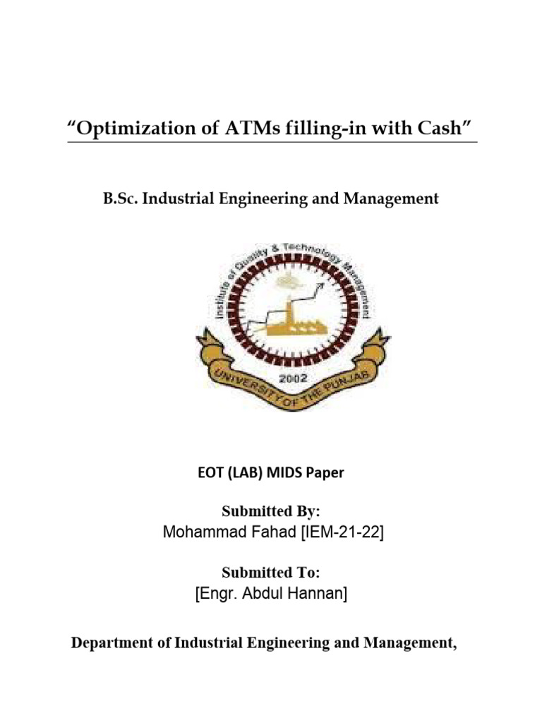 Optimization of ATMs Filling (IEM-21-22) | PDF | Time Series | Prediction