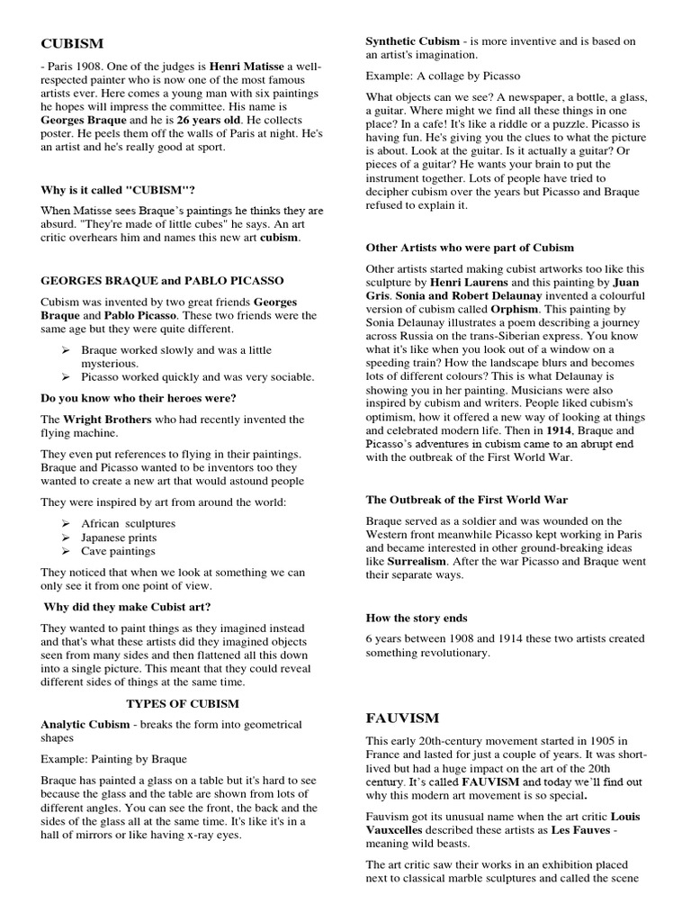 Hum 101 | PDF | Cubism | Pablo Picasso