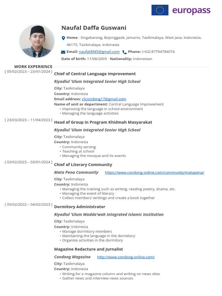 CV Naufal Daffa Good | PDF | Schools