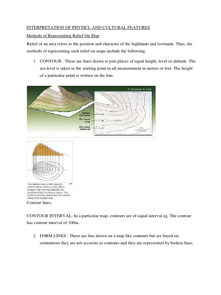 Interpretation of Physicl and Cultural Features1 | PDF | Contour Line ...