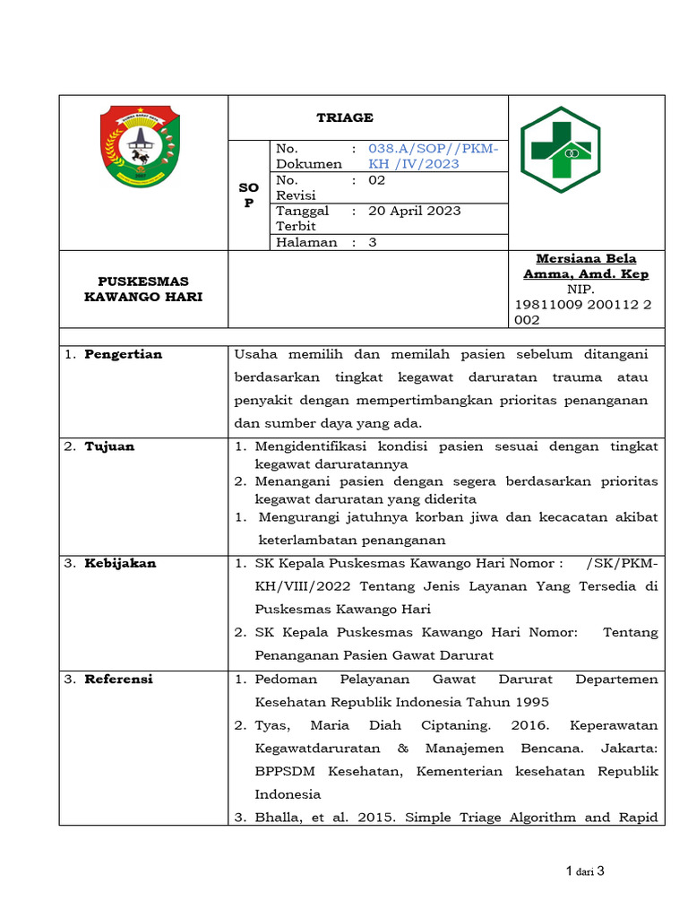 EP 3.3.1 SOP Triage (AutoRecovered) | PDF