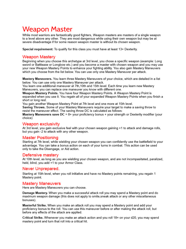 DND 5th edition Notes | PDF | Room | Kitchen