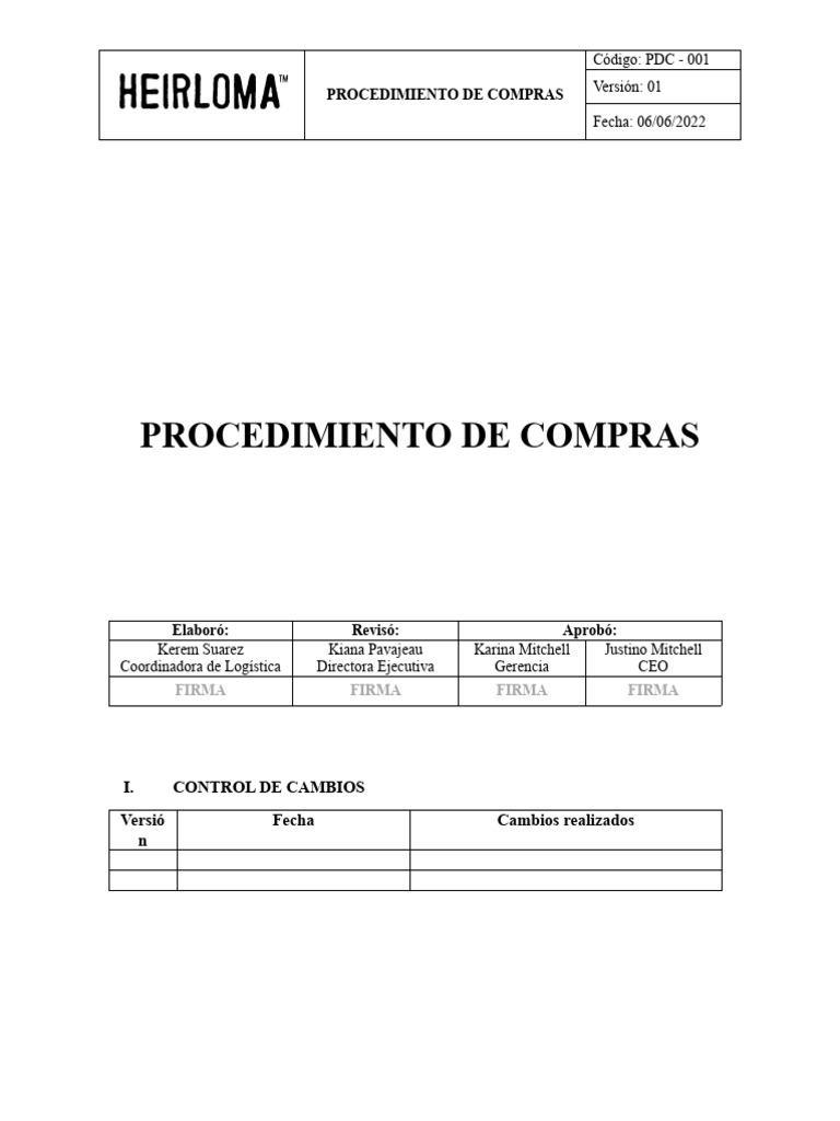 Procedimiento de Compras | PDF
